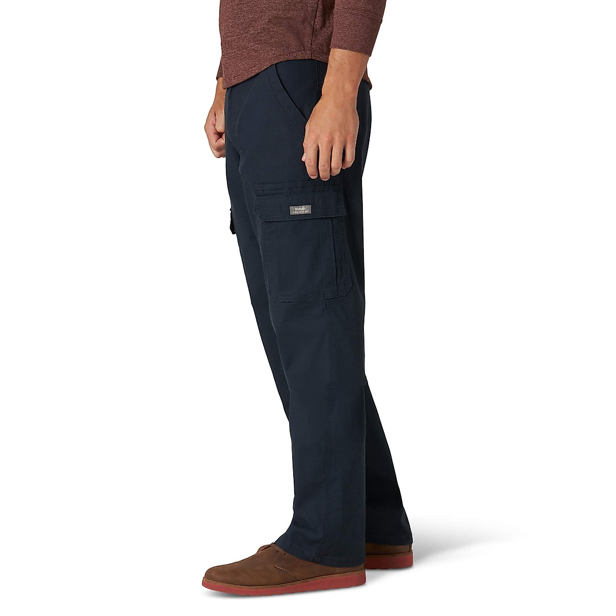Wrangler Authentics Men's Big & Tall Relaxed Fit Stretch Cargo Pant, Navy, 46W x 30L