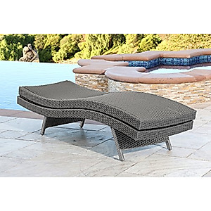 Abbyson Living Outdoor Adjustable Chaise Lounge Chair Set of 2 Wicker Patio Chairs, Grey