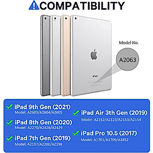 CHESONA for iPad 9th Generation Case with Keyboard, 360° Rotatable, 7 Color Backlit, Slim Cover, Apple Pencil Holder, Keyboard for iPad (8th/7th Gen 10.2 Inch), Air 3rd Gen, Pro 10.5 inch