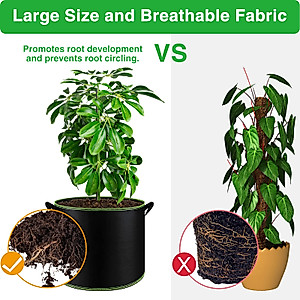 NACHLYNN 5-Pack 10 Gallon Grow Bags with Handles Thickened Nonwoven Fabric Pots Heavy Duty Aeration Fabric Pots Plant or Fruits Flowers Plant