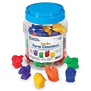 Learning Resources Jumbo Farm Counters - 30 Pieces, Ages 18+ months Toddler Learning Toys, Preschool Toys, Farm Animals for Kids