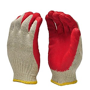 300 Pairs String Knit Red Palm Latex Dipped Work Gloves, Made in Korea