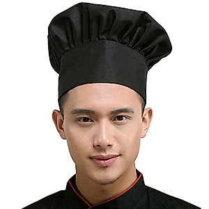 Hyzrz Chef Hat Set of 2 Pack Multicolor Adult Adjustable Elastic Baker Kitchen Cooking Chef Cap (Black and Red)