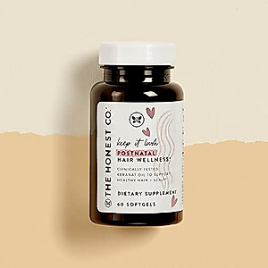 The Honest Company Keep It Lush Daily Postnatal Hair Wellness Supplement | Vegan, NSF-Certified, Non-GMO | 60 Count Softgels