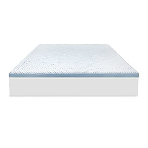 SensorPEDIC SensorCOOL 3-Inch Quilted Gel-Infused Memory Foam Bed Topper, California King, White