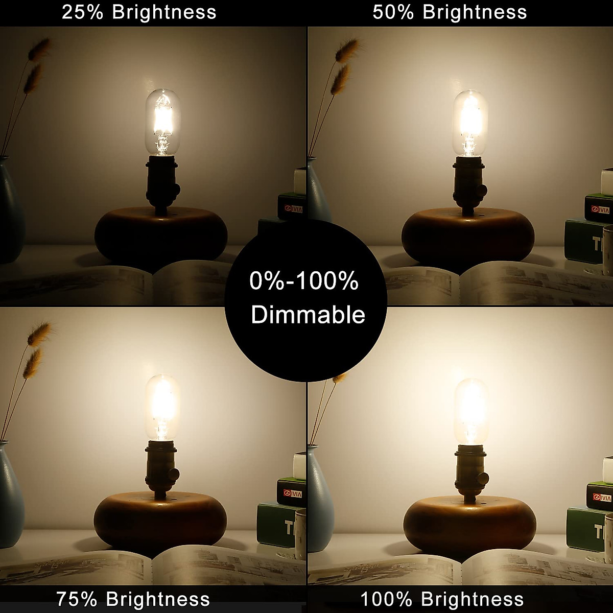 LiteHistory E26 Edison Bulb 6W Equivalent E26 LED Bulb 60 Watt Dimmable Neutral White 4000K E26 Light Bulb AC120V 600lm Tubular T14 T45 LED Bulb for Pendant,Sputnik,Vanity,Chandeliers Pack of 6