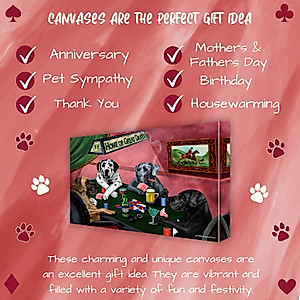 Home of Poker Playing Great Dane Dogs Canvas Wall Art - Premium Quality Ready to Hang Room Decor Wall Art Canvas - Unique Animal Printed Digital Painting for Decoration, 11"x14"