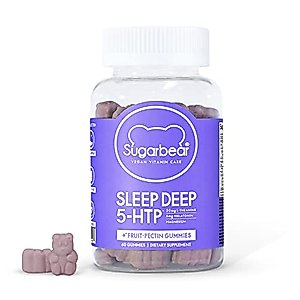 Sugarbear Sleep Aid Gummies for Adults with Melatonin 6mg, Magnesium, L-Theanine, 5 HTP, B6, Valerian Root, Lemon Balm - Vegan Chewable Sleep Supplement, Sleep Vitamins (1 Month Supply)