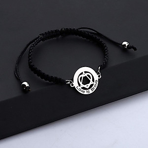 BEKECH Adoption Bracelet Love is Brave Intertwined Heart and Triangle Adoption Symbol Charm Braided Bracelet for Stepmom