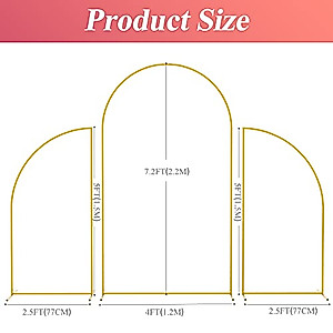 Mugiden Metal Arch Backdrop Stand Set of 3 Gold Wedding Arch Stand (7.2FT/5FT/5FT) Square Door Arched Frame for Ceremony Anniversary Birthday Party Celebration Outdoor Indoor Graduation Decoration
