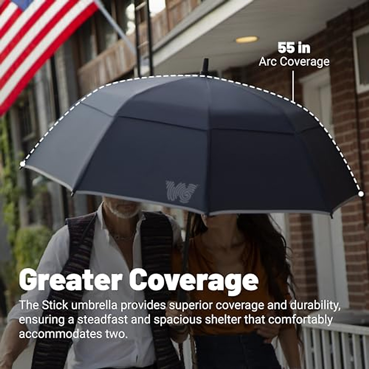 Weatherman Umbrella - Stick Umbrella - Windproof Umbrella Resists Up to 55 MPH Winds - (White)