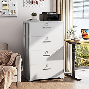AODK File Cabinet Filing Cabinet for Home Office, Large File Cabinets with Lock, Office Storage Cabinet 4 Drawer for Legal/Letter/A4 File, White