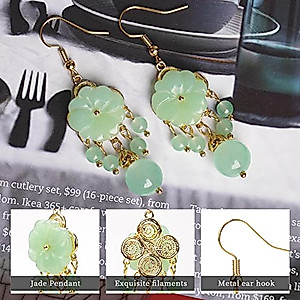 HL1971 14K Natural Green Western Stud Gold Jewelry Jade Women for Earrings