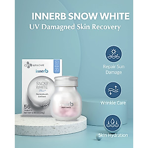 Innerb Snow White (28 Servings, 4 Weeks) - UV Protection and Antioxidant Boost, Premium Korean Skincare Supplement by CJ Wellcare. Honeybush Extract, Vitamin C.