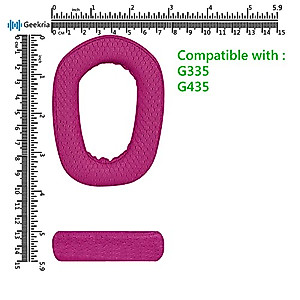 Geekria Comfort Mesh Fabric Replacement Ear Pads for Logitech G435 G335 Headphones Ear Cushions, Headset Earpads, Ear Cups Repair Parts (Red)