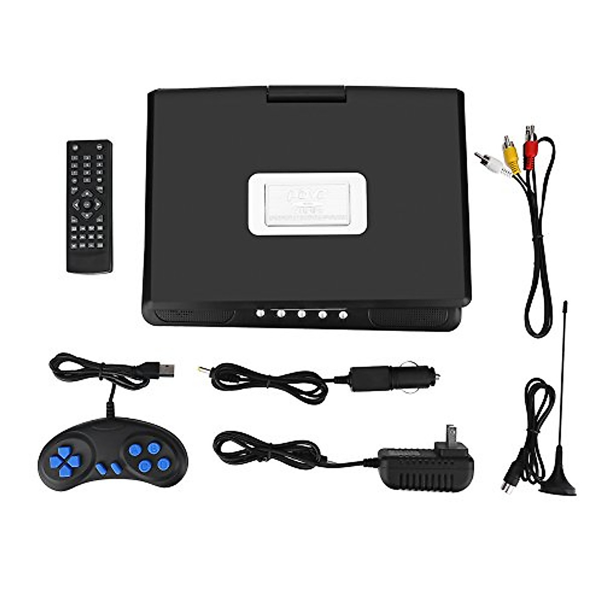 9.8'' Portable DVD Player, HD LCD Swivel Screen DVD Player Mini Game TV Player FM Radio Receiver for Kids Car with AV Input/Output Support SD/USB Compatible with AVI, EVD, DVD, SVCD, VCD, CD etc (US)