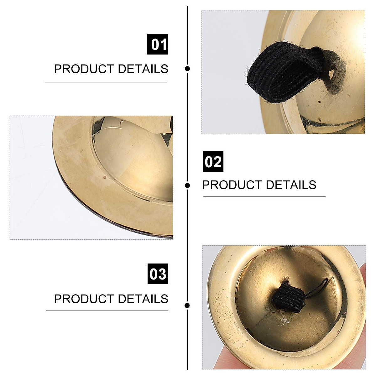 2 Pairs Copper Finger Cymbals Belly Dancing Finger Zills Mini Hand Bells Musical Instruments for Dancer Evening Party