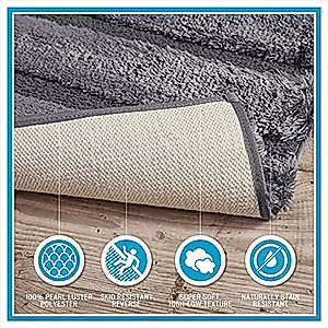 Madison Park Tufted Pearl Channel Absorbant Quick Dry - Washable Bath Mat, Casual Solid Shower Bathroom Rug, 21x34, Grey