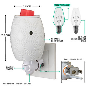 StarMoon Plug in Wax Outlet Warmer for Home Décor, Wax Warmer Plug in, Home Fragrance Diffuser, Removable Dish, No Flame, with One More Bulb (Daisy)