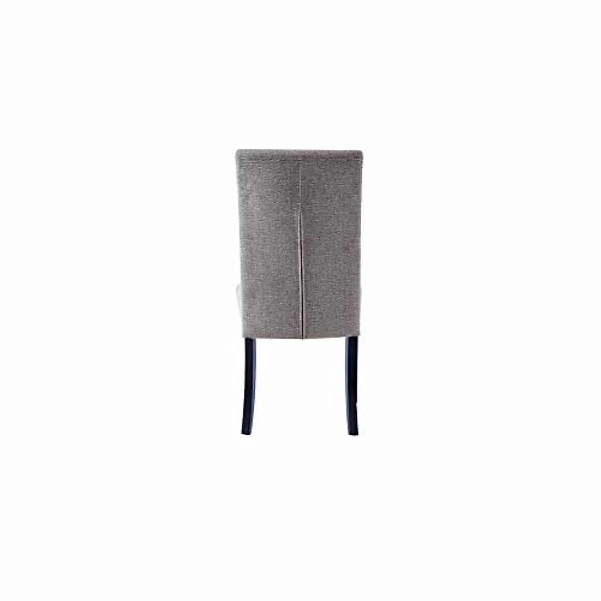 Cui Liu Owen Upholstered Dining Chair – Armless Dining Chair in Grey Linen with Black Wooden Leg and Shiny Silver Nailhead (Set of 2)