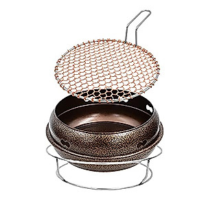 HttKse Cast Iron Charcoal Grill Burners Household Charcoal Stove Tabletop BBQ Grill Portable Food Charcoal Stove with Copper Grill Net Barbecues Burners (Color : Black, Size : 29.5x12.5cm)