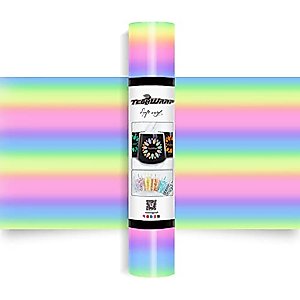 TECKWRAP Holographic Vinyl Glossy Candy Color Adhesive Vinyl for Craft Cutter 12" x 5ft, Pastel Rainbow
