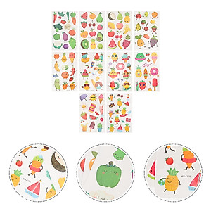 FOMIYES 10 Sheets of Kids Temporary Tattoos Fruit Vegetable Tattoo Stickers Cartoon Stickers Body Art Sticker Wall Stickers Kids Party Decorations Supplies