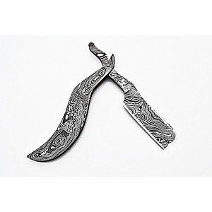 Hand Made Damascus Steel Straight Razor Folding Razor With Shaving Ready Classic Barber Blade Edge, Men Straight Razor, Leather Case + Strop, Close Shave, Great Gift R-85