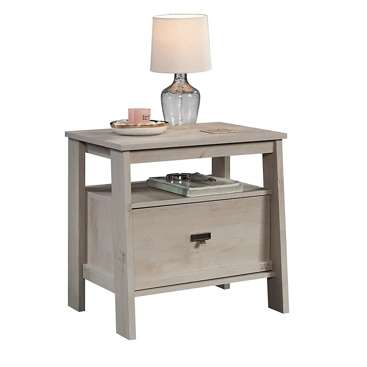 Sauder Trestle Engineered Wood Night Stand in Chalked Chestnut Finish