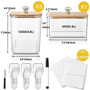 Dounozzi 4 Pack Laundry Pods Container & Laundry Powder Container for Laundry Organization, Plastic Laundry Detergent Container for Organizing, Dryer Sheet Holder with Lid and 16 Labels