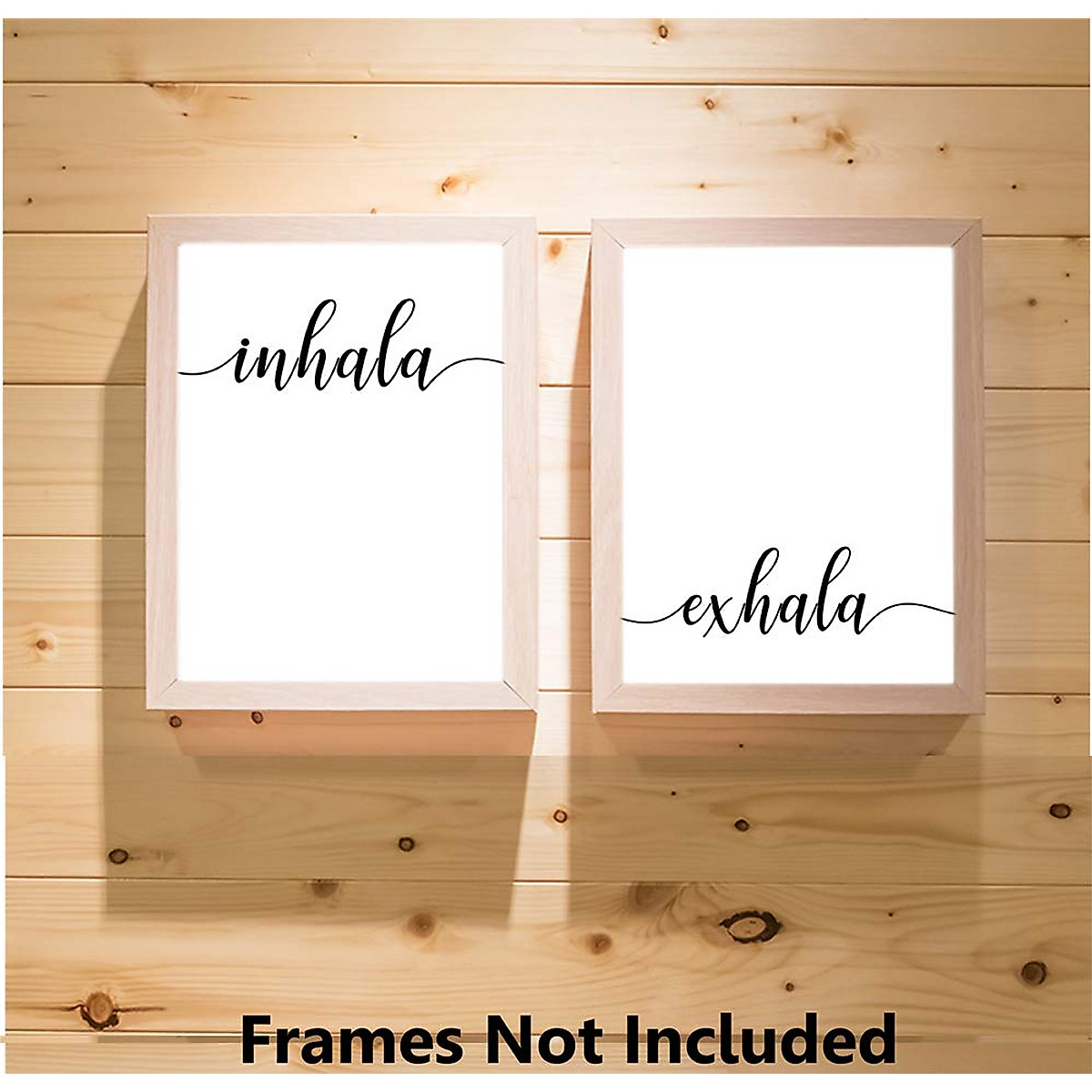 Inhala Exhala Wall Art, Set of 2 8 x10" Unframed Typogaphy Black on White Prints - Stunning Spanish Wall Décor for Bathroom