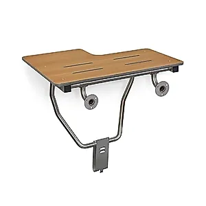 Seachrome 32" x 22.5” Teak Reversible Folding Transfer Tub/Shower Seat, ADA Compliant
