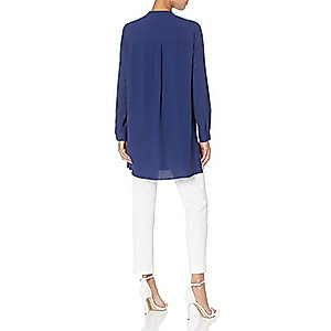 Anne Klein womens Split Neck Long Tunic Blouse, Distant Mountain, Medium US