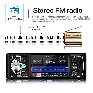 Camecho Single Din Car Stereo Radio 4.1'' Screen Parking Assistance in-Dash Bluetooth USB/SD/FM MP5 Player with Waterproof Night Vision Backup Camera