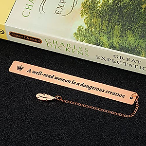 Book Lover Gift for Woman Inspirational Bookmark Graduation Birthday Valentine Gift for Female Friends Nerd Teen Girls Daughter Mom Teacher Christmas Bookmark Gift for Coworker Boss Lady Rose Gold