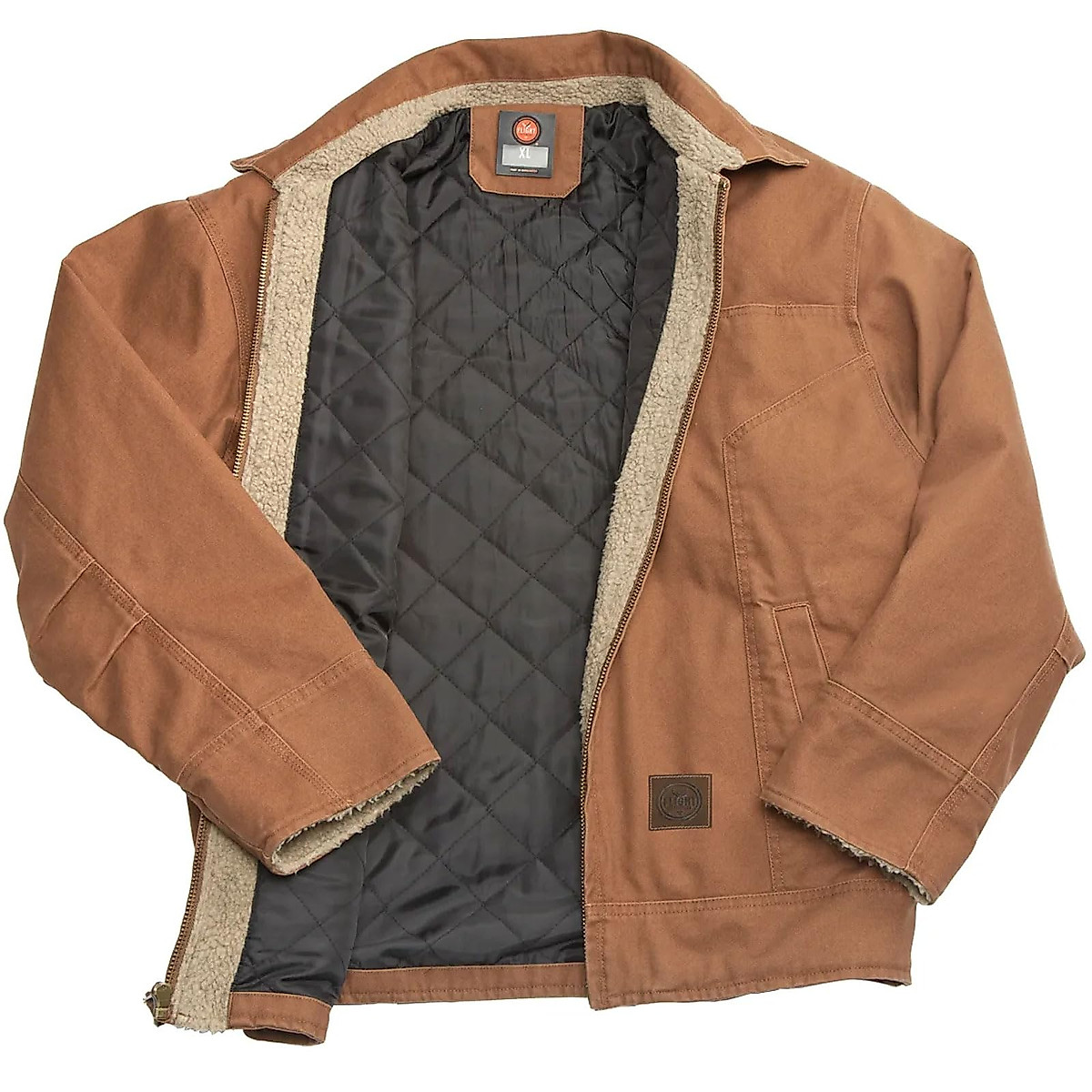 Flight Outfitters Men's Bush Pilot Rugged Weather-Resistant Outdoor Full Zip Bomber Jacket w/Quilted Lining & Sherpa Accents, Tan, Medium