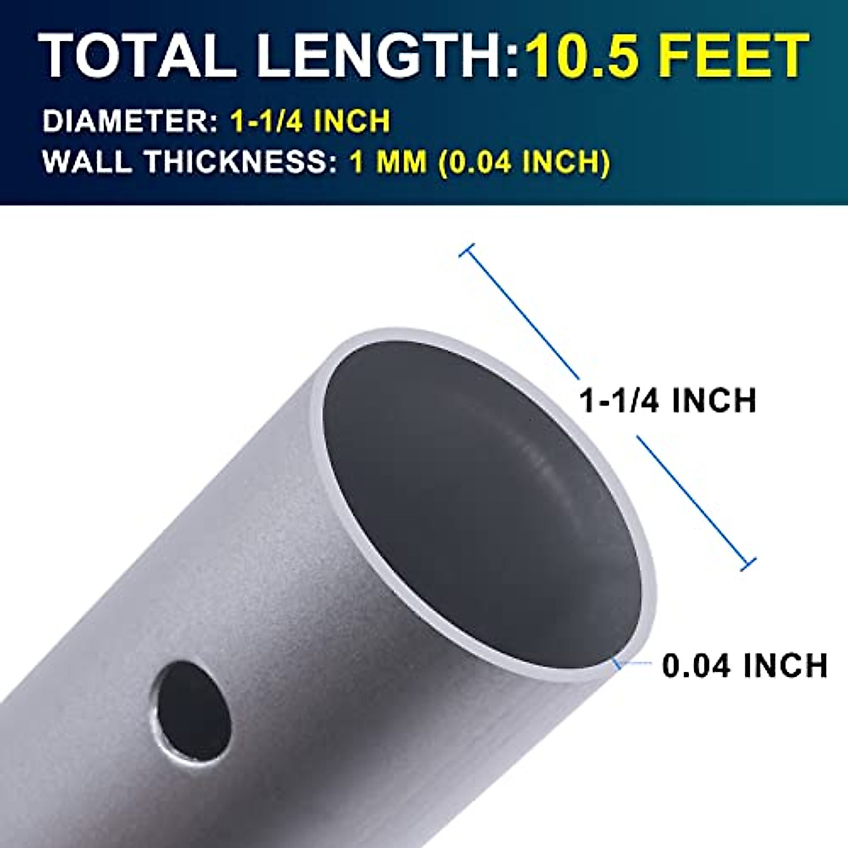 POOLAZA Pool Pole Dual-Handle, Anodized Aluminum Pool Skimmer Pole, Detachable & Telescopic Pool Pole Up to 10.5 Ft, Portble Pool Poles for Cleaning Suitable for Pool Skimmer, Vacuum Head, Brush Etc.