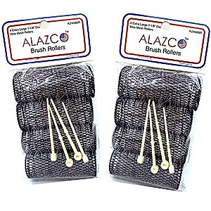 ALAZCO 8 pc Vintage Style Hair Rollers XLarge BRUSH ROLLERS & 8 PINS (8 XL Rollers)