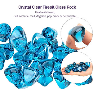 Fire Glass Diamond 1 Inch Firepit Glass Rock 10-Pound Fire Glass Diamonds for Fire Pit Fireplace, Propane Fire Pit, Landscaping - Blue Fire Glass Diamonds
