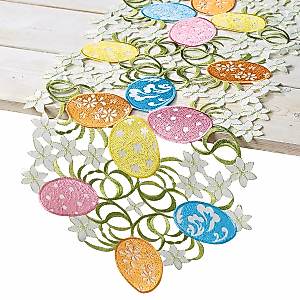 Current Easter Egg Table Runner - 13 x 72-Inch Easter Indoor & Outdoor Dining Decorations, Embroidered Home Decor, Holiday Centerpiece, Machine Washable Polyester