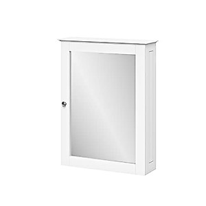 RiverRidge Ashland Wall-Mounted Medicine Cabinet Mirror with Adjustable Shelves - White Bathroom Mirror with Storage