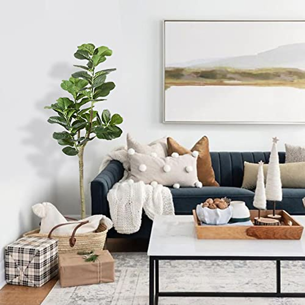 SeelinnS Artificial Fiddle Leaf Fig Tree 6FT Faux Fiddle Leaf Fig Tree Large Fake Plant in Pot Fig Artificial Tree for Home Decor Indoor and Outdoor