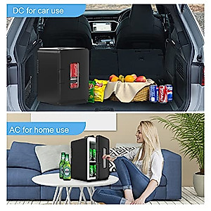 15 Liter/21 Cans Mini Fridge, 110V AC/12V DC Skincare Fridge for Bedroom, Portable Thermoelectric Cooler and Warmer Small Refrigerator for Makeup, Food, Drinks, Office and Car, Transparent Window