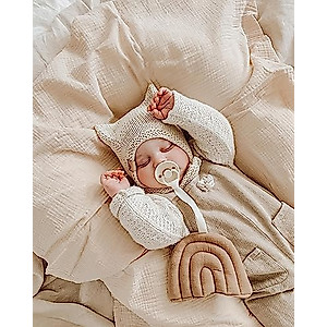 meowcards Muslin Swaddle Blankets for Baby, Unisex Baby Boys Girls Essentials, Large 47 x 47 inches Boho Style Receiving Blankets Newborn Registry Must Haves, Perfect (Beige, Simple)