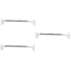 LIFKOME 3 Pcs Stainless Steel Roman Rod Rv Shower Curtain Shower Rod Holder Brown Curtain Rod Clothes Drying Rod Clothes Rod White Tension Curtain Rod Punch-free Curtain Rod Towel Rail Rv
