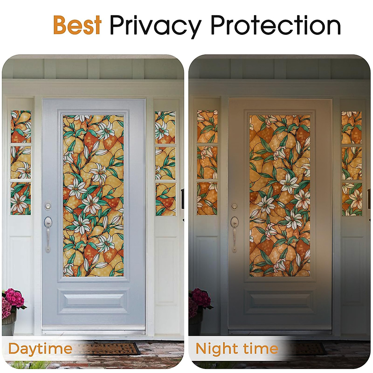 Coavas Window Privacy Film, Frosted Stained Glass Window Film Decorative Window Cling Privacy Film for Glass Windows, Bathroom Non Adhesive Window Tint for Home (Vinyl, 17.5" x 78.7 ")