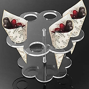 VORCOOL Acrylic Ice Cream Cone Holder Stand with 8 Holes (Transparent,16 x 12.6 x 10cm)