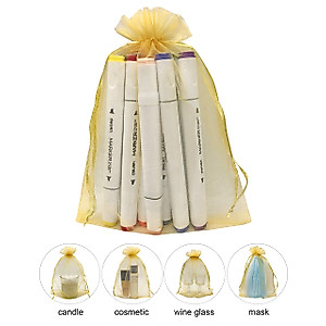 Jexila 100pcs Gold Organza Bags 6X9 Inch with Drawstring Pouch Jewelry Mesh Gift Bags for Wedding Party Favor Bags