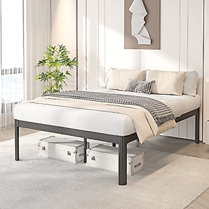 COMASACH 18 Inch Queen Size Bed Frame with Mattress Gasket