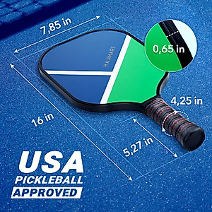 HAJIMARI USAPA Pickleball Set - Pickle Ball Rackets 4 Pack with Indoor Outdoor Balls, Carry Bag | Lightweight Honeycomb Core Carbon Fiber Paddle | Beginner and Professional Play